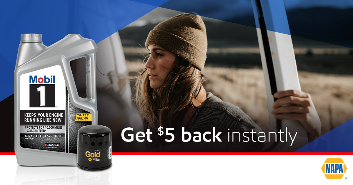 Buy Mobil 1™ motor oil and filter, get $5 back